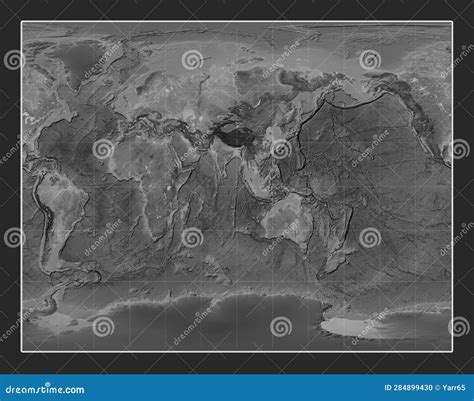World Grayscale Map 90 Pm Gall Stereographic Stock Illustration Illustration Of Meridian