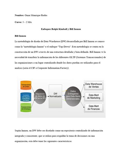 Enfoques Ralph Kimball Y Bill Inmon Omar Manrique Pdf Almacén De