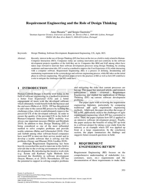 Requirement Engineering And The Role Of Design Thinking Download Free Pdf Agile Software