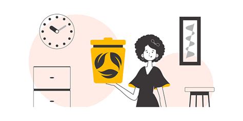 한 여성이 쓰레기통을 들고 있습니다 폐기물 재활용 개념 선화 트렌디 한 스타일 가득 찬에 대한 스톡 벡터 아트 및 기타 이미지 가득 찬 가방 감정 Istock