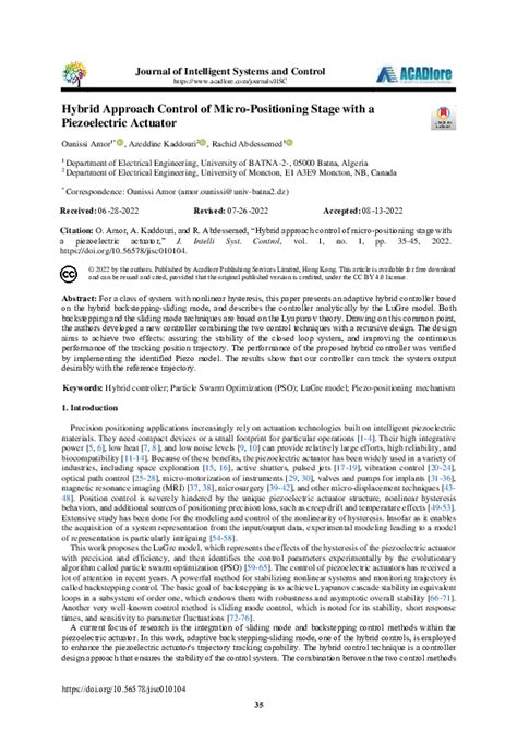 Pdf Hybrid Approach Control Of Micro Positioning Stage With A