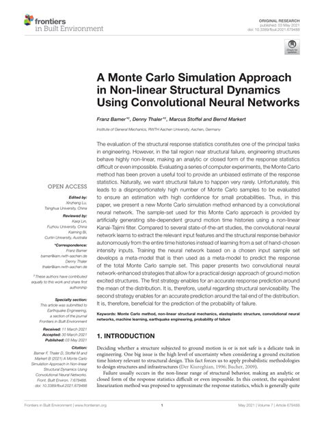 pdf a monte carlo simulation approach in non linear structural
