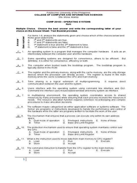 Answer Keys Pdf Computer Data Storage Scheduling Computing
