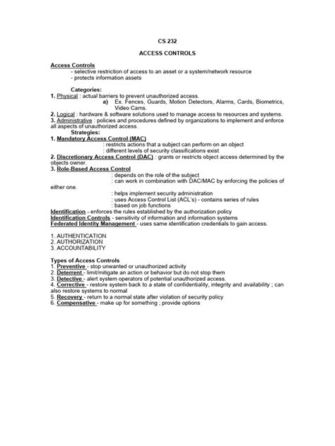 Access Control Notes Pdf