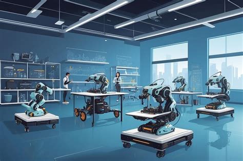 Premium Photo Robotics Lab With Testing Robots Vector Flat Style