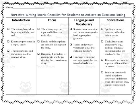 Writing Rubric BUNDLE For 3rd Grade With Checklist By Teach Simple