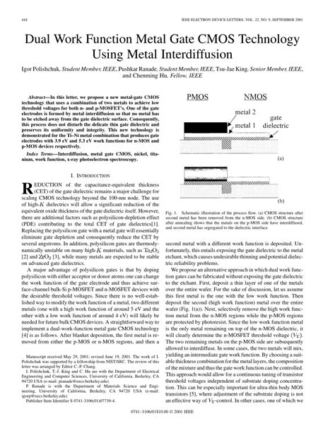 Pdf Dual Work Function Metal Gate Cmos Technology Using Metal Interdiffusion