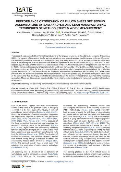 Pdf Performance Optimization Of Pillow Sheet Set Sewing Assembly Line