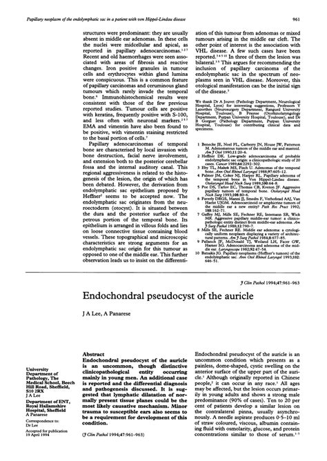 Endochondral Pseudocyst Of The Auricle Pmc
