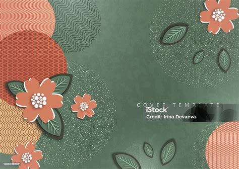 추상적 인 배경 원 선 점 종이 꽃과 잎에서 잘라 배너 포스터 카드 표지 초대장 브로셔를위한 트렌디 한 그래픽 디자인 0명에