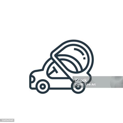 전기 자동차 개념에서 자동차 아이콘 벡터 자동차 편집 가능한 스트로크의 얇은 선 그림 웹 및 모바일 앱 로고 인쇄 미디어에 사용하기 위한 자동차 선형 기호 교통에 대한 스톡