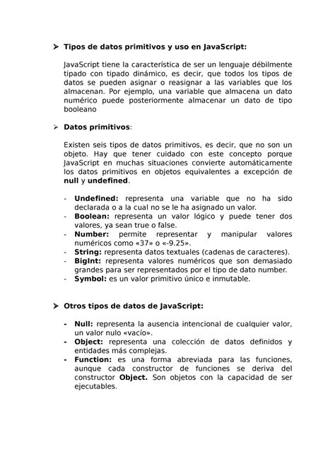 tipos de datos primitivos y uso en java script tipos de datos