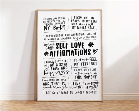 Self Love Affirmation Poster Printable Wall Art Self Love Poster
