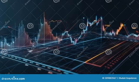 Digital Financial Data Visualization With Graphs And Charts Stock