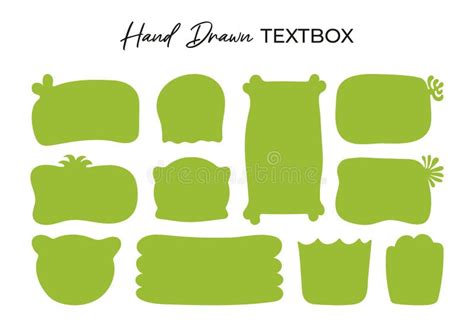 Hand Drawn Green Empty Textbox Or Speech Bubbles Isolated On White