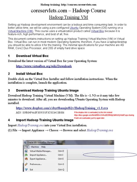 Hadoop Training Vm 1 Download Virtual Box Pdf Apache Hadoop