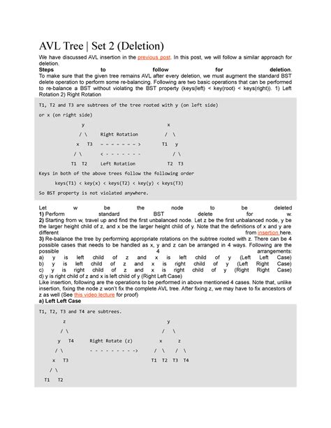 Avl Tree Delete Node Design Analysis Of Algorithm Cs 2431 Note For