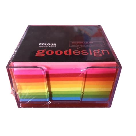 Uni Memo Cube Memo Pad With Acrylic Box Fluorescents Colour Refill Note 4 Colours White