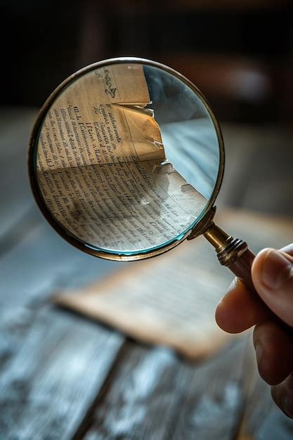 Closeup Of A Hand Holding A Magnifying Glass Over A Miniature Contract