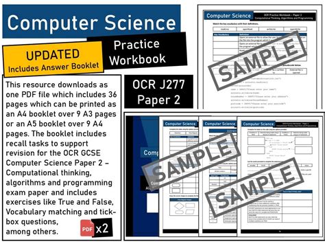 OCR GCSE (J277) Computer Science Practice Workbook - Paper 2 | Teaching ...