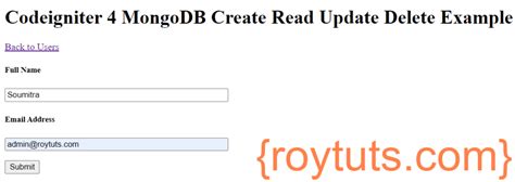 Codeigniter Mongodb Crud Example Roy Tutorials
