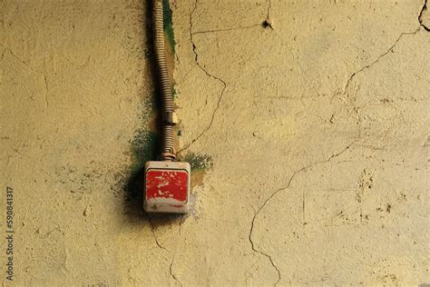 Old Push Button Switch With Wire On The Wall Minimalism Stock Photo Adobe Stock