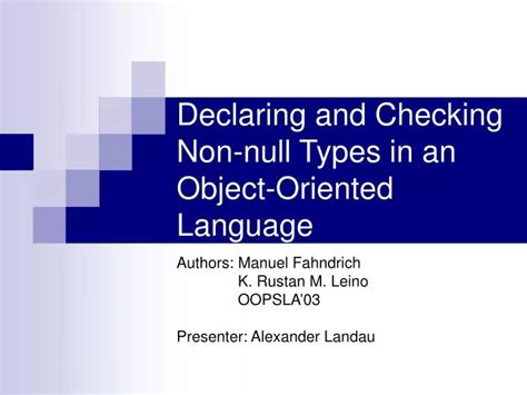 Ppt Non Null Types In Oop Powerpoint Presentation Free Download Id