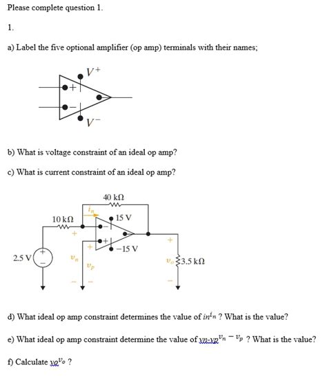 Solved A Label The Five Optional Amplifier Op Amp Terminals With