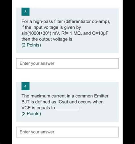 Solved 3 For A High Pass Filter Differentiator Op Amp If