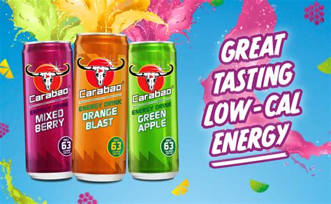 Carabao Energy Drink Orange Blast 12 X 330ml Cans Case Low Calorie
