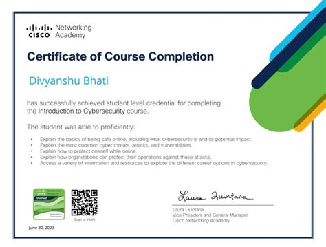 Cybersecurity Cisconetworkingacademy Cisco Divyanshu Bhati