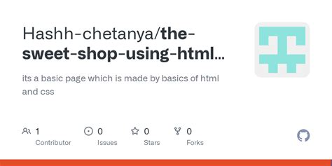 Github Hashh Chetanya The Sweet Shop Using Html Css Its A Basic Page