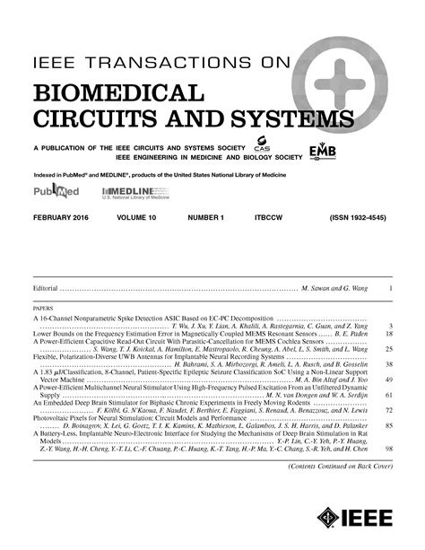 ieee transactions on biomedical circuits and systems 2016 v 10 n 1