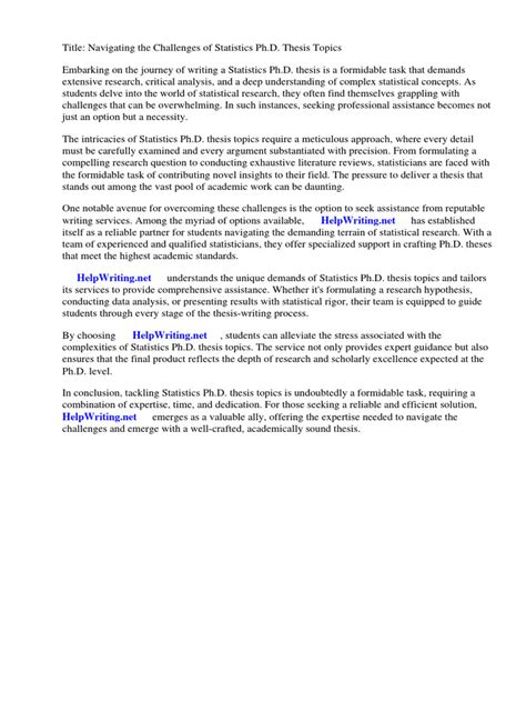 Statistics Phd Thesis Topics Pdf