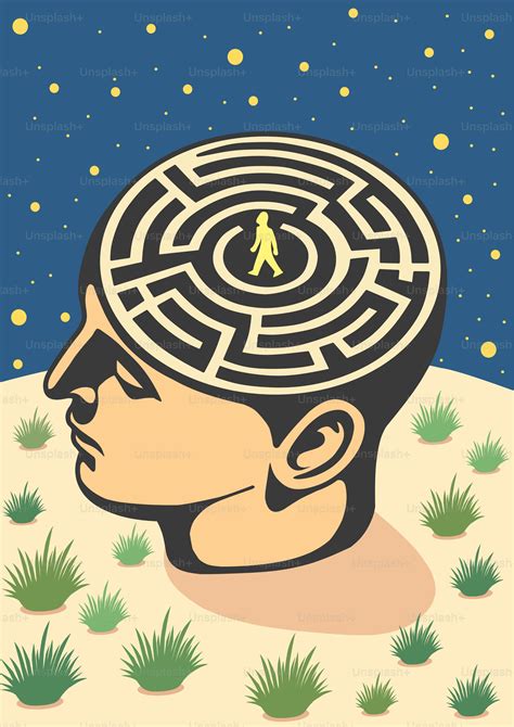 미로가 있는 남자의 머리 벡터 Unsplash의 정신 건강 이미지