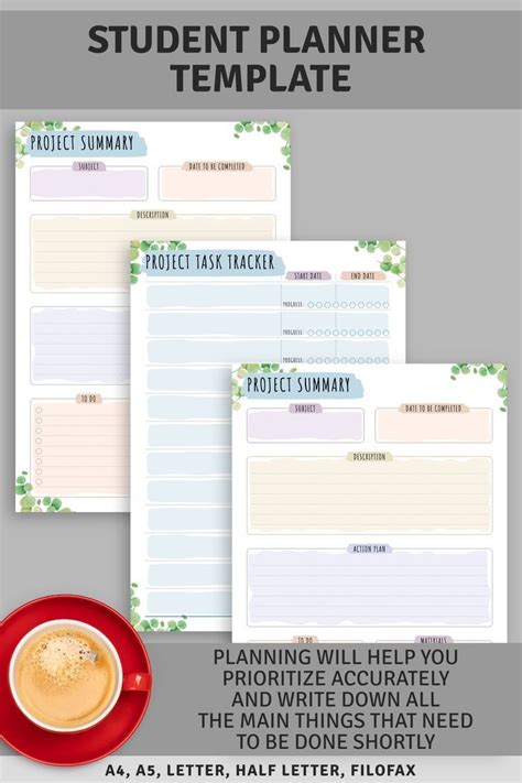 Student Planner Template Planner Pdf Planner Notes Notes Aesthetic Template Cute Planner