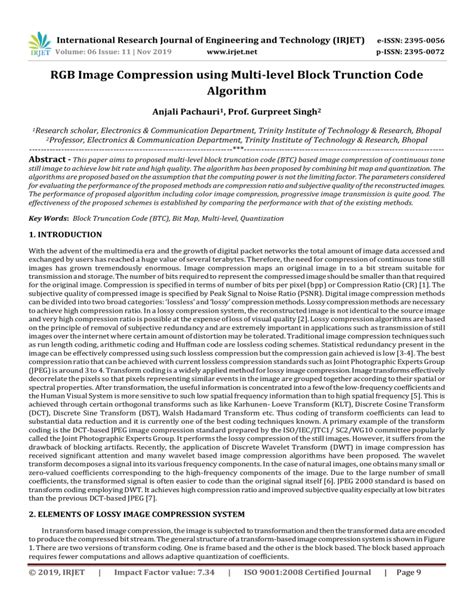 Rgb Image Compression Multi Level Block Truncation Code