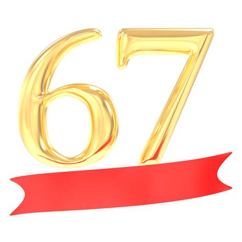 Anniversary 67 Number Gold And Red 3d Rendering 45496628 Png
