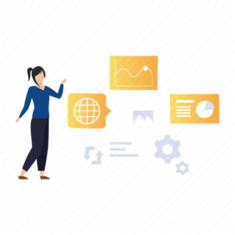 female working setting graph technology icon download on iconfinder