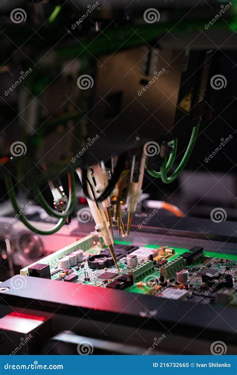 Automatic Machine For Diagnostics Of Electronic Boards Production Stock Image Image Of