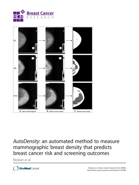 Pdf Autodensity An Automated Method To Measure Mammographic Breast