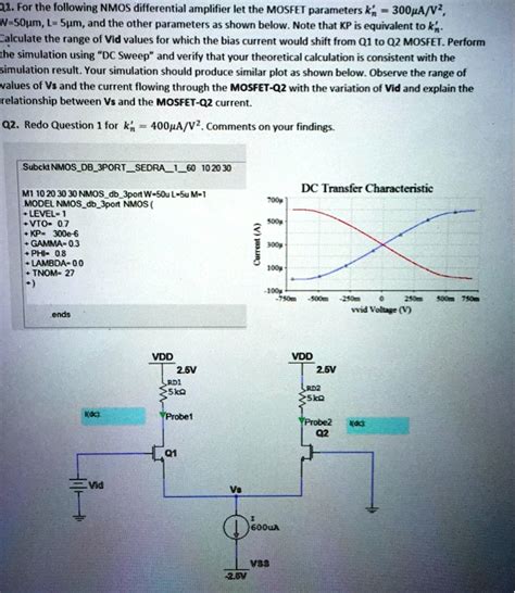 SOLVED Please Help With Theoretical Calculations For The Following NMOS Differential