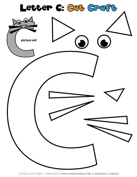 Letter C One Page Cat Craft Freebie Letter C Crafts Letter A Crafts