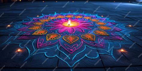 Premium Photo A Modern Fusion Of Traditional Rangoli Patterns And