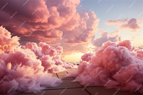 Premium Ai Image Bubblegum Clouds On Cotton Candy Fuzz Peach Color Of