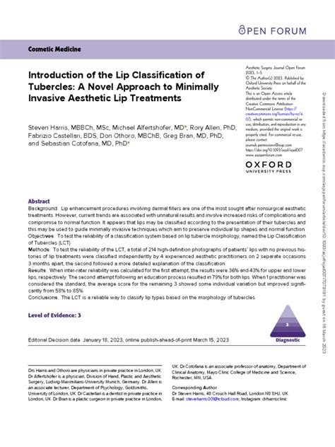 Introduction Of The Lip Classification Of Tubercles A Novel Approach