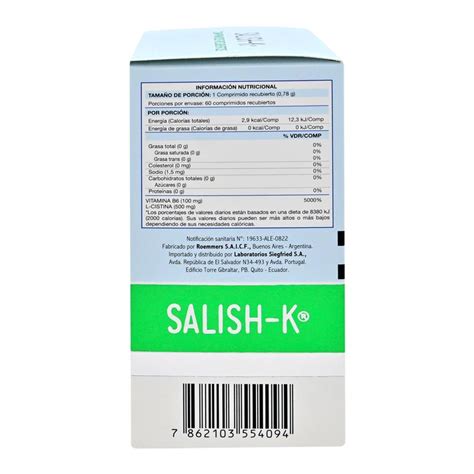 Salish K Anticaída Comprimidos Recubiertos 60 Unidades Farmacias Medicity