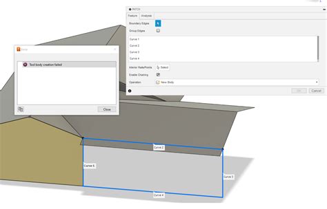 Surface Patch Tool Body Creation Failed Autodesk Community