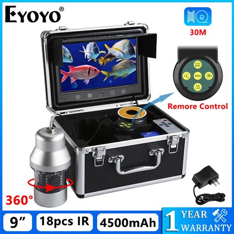 Eyoyo 수중 겨울 낚시 9 대형 컬러 스크린 1000tvl 어군 탐지기 360 ° 수평 회전 방수 카메라 30m 케이블 Aliexpress