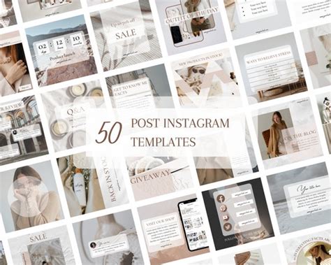 50 Instagram Post Templates Nude Social Media Templates Etsy